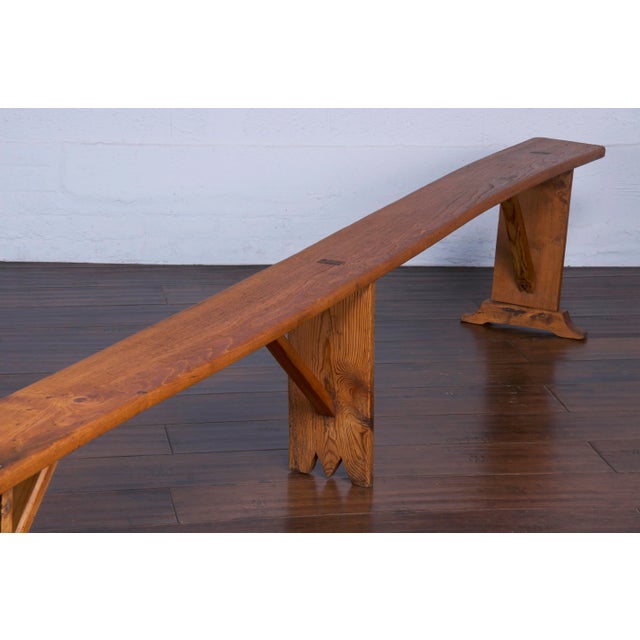 19th Century Country French Farmhouse Mixed Wood Harvest Bench | Chairish
