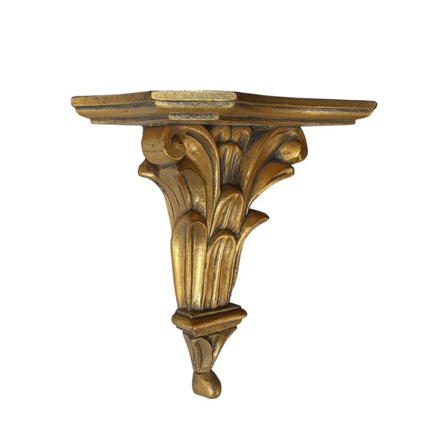 Vintage Italian Gilded Gold Wall Bracket Shelf | Chairish