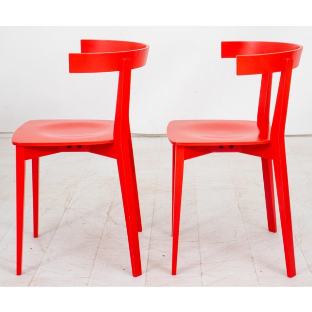 Scandinavian Modern Red Side Chairs, 2 | Chairish