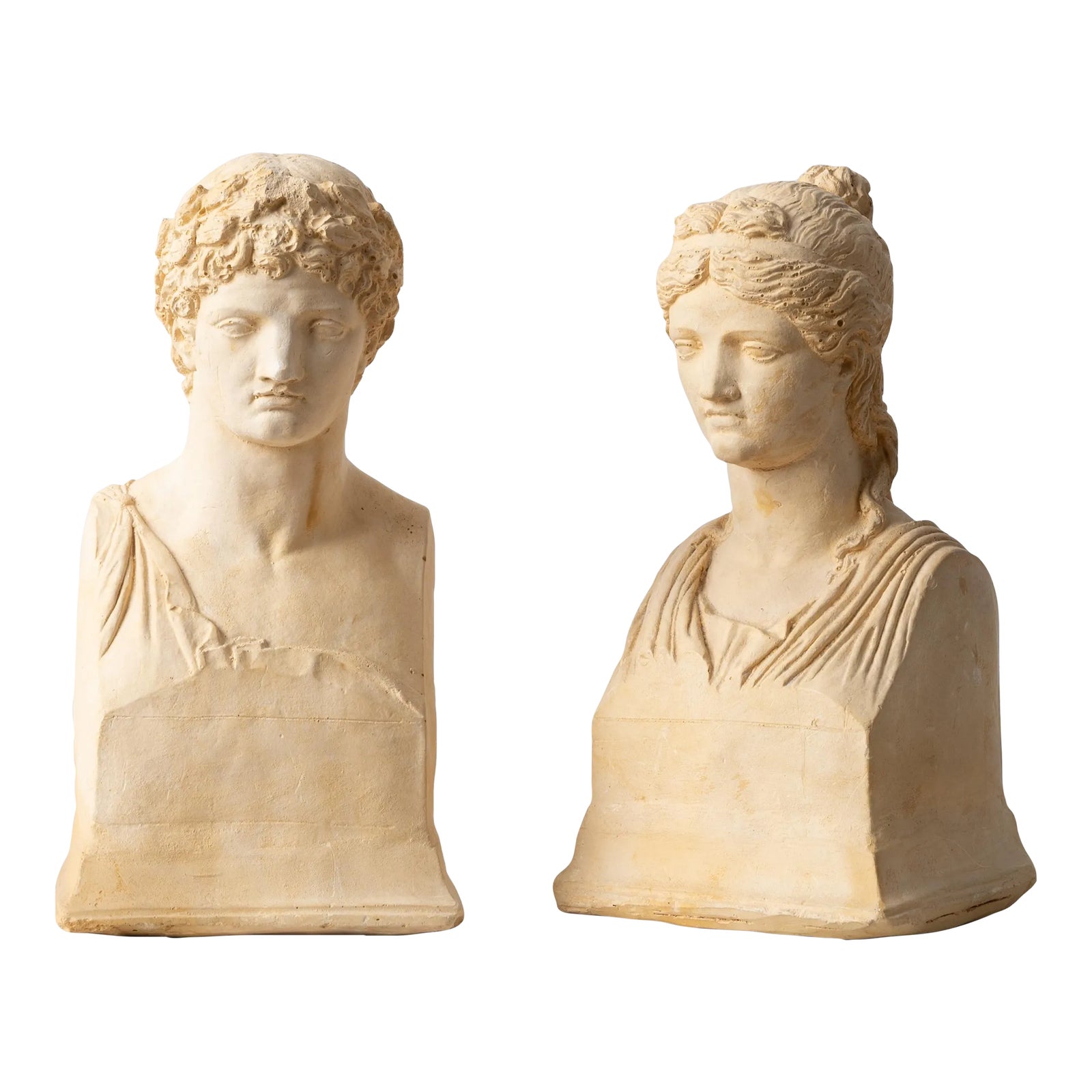 Apollo and Diana Plaster Busts | Chairish