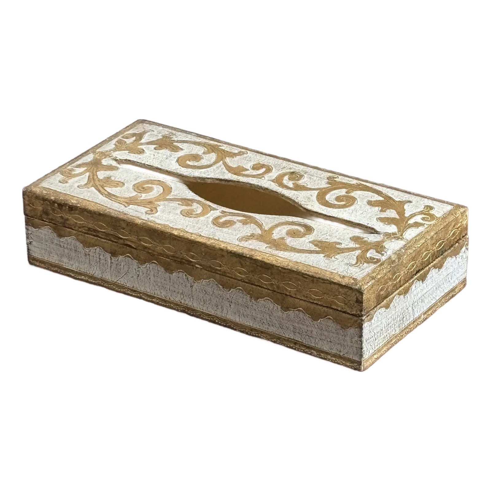 Mid-20th Century Italian Florentine Giltwood Tissue Box | Chairish