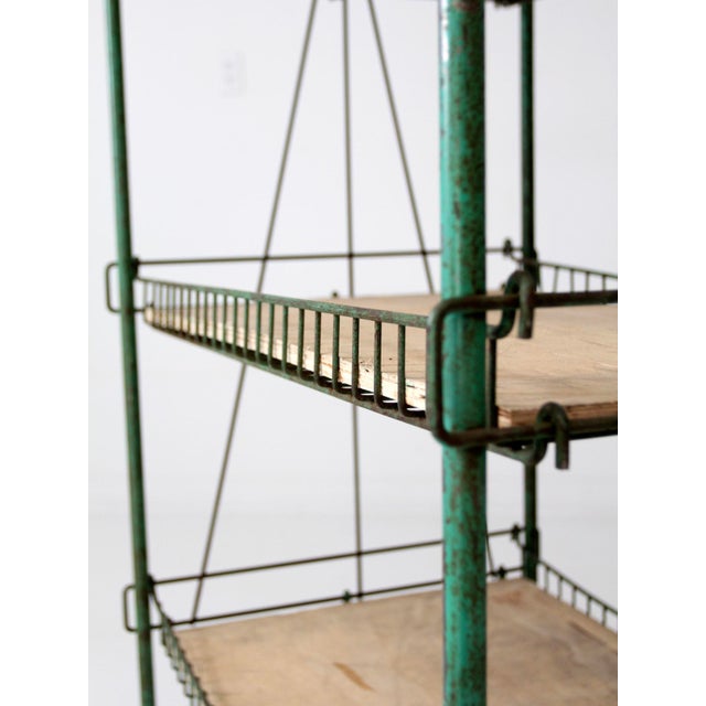 Vintage Green Industrial Wire Shelf Rack | Chairish