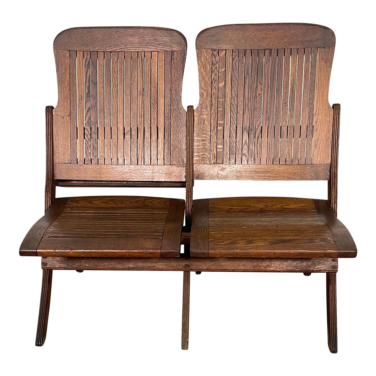 Early 20th Century Oak Folding Bench | Chairish