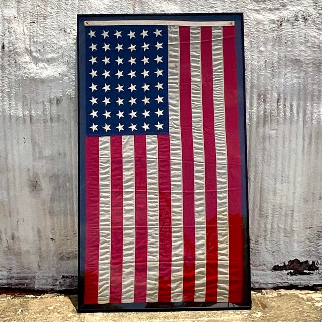 Vintage Monumental Framed 48 Star American Flag | Chairish