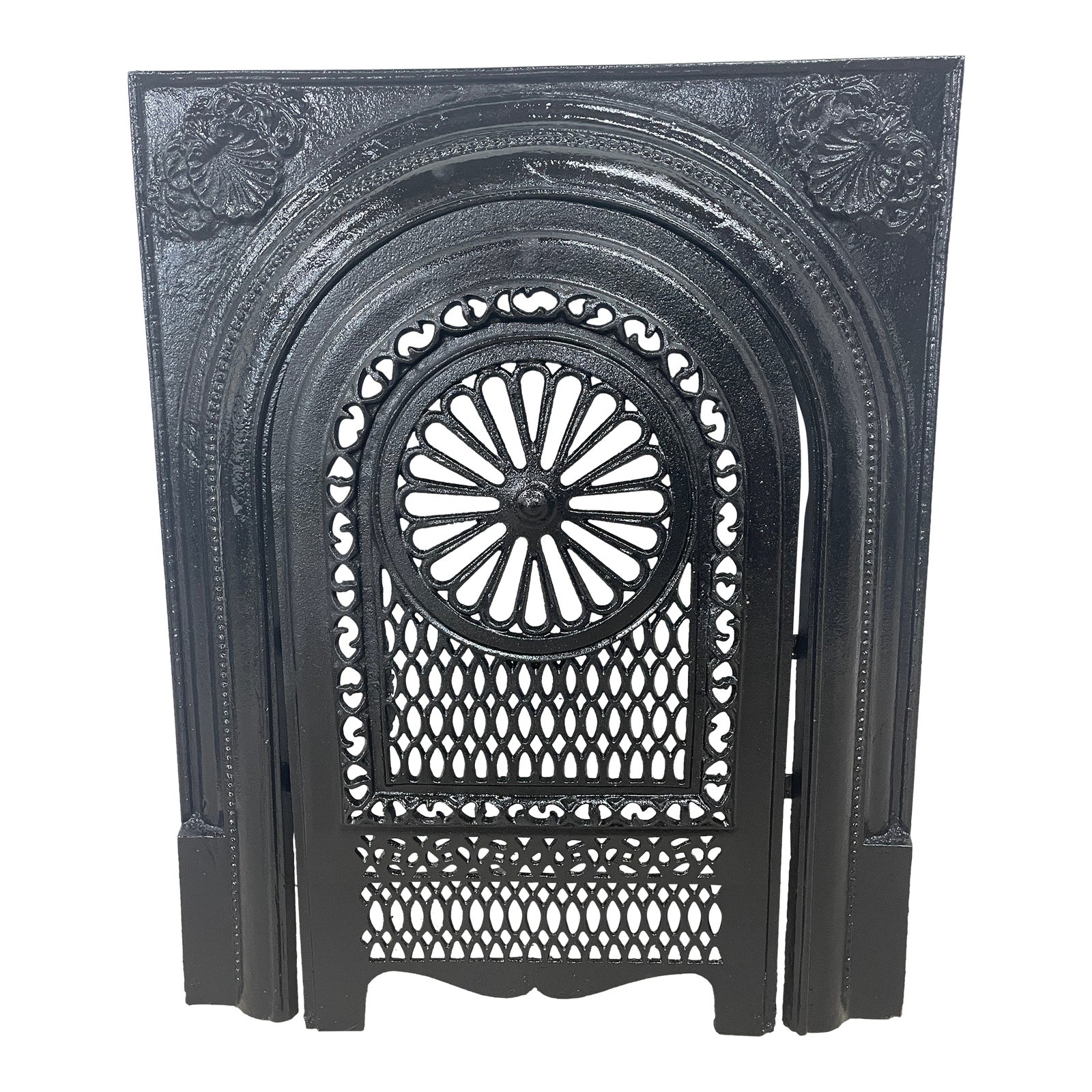 Late 19th Century Cast Iron Antique Fireplace + Insert With Beaded Arch ...