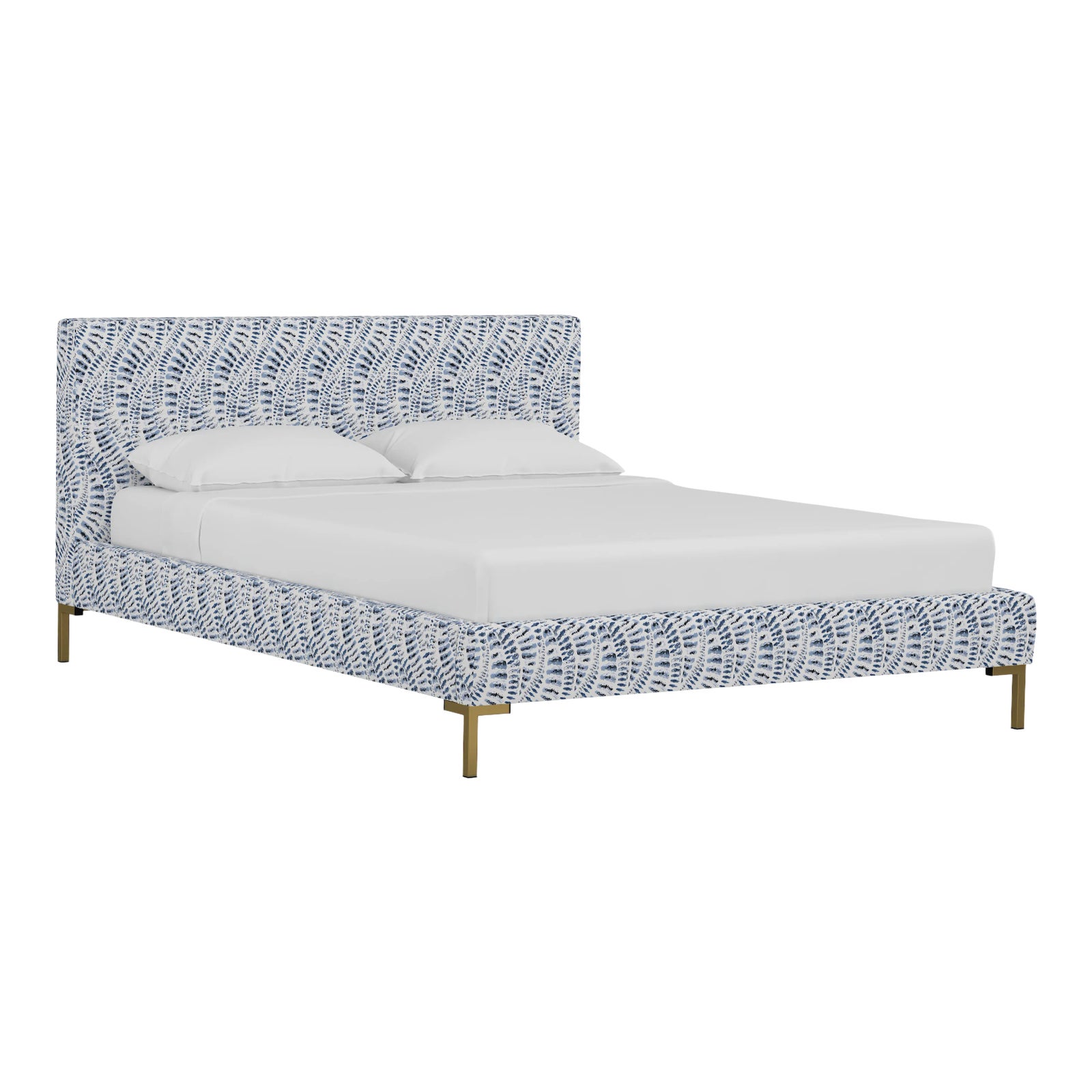 Norah Platform Bed in Blue Snake Skin, Queen | Chairish