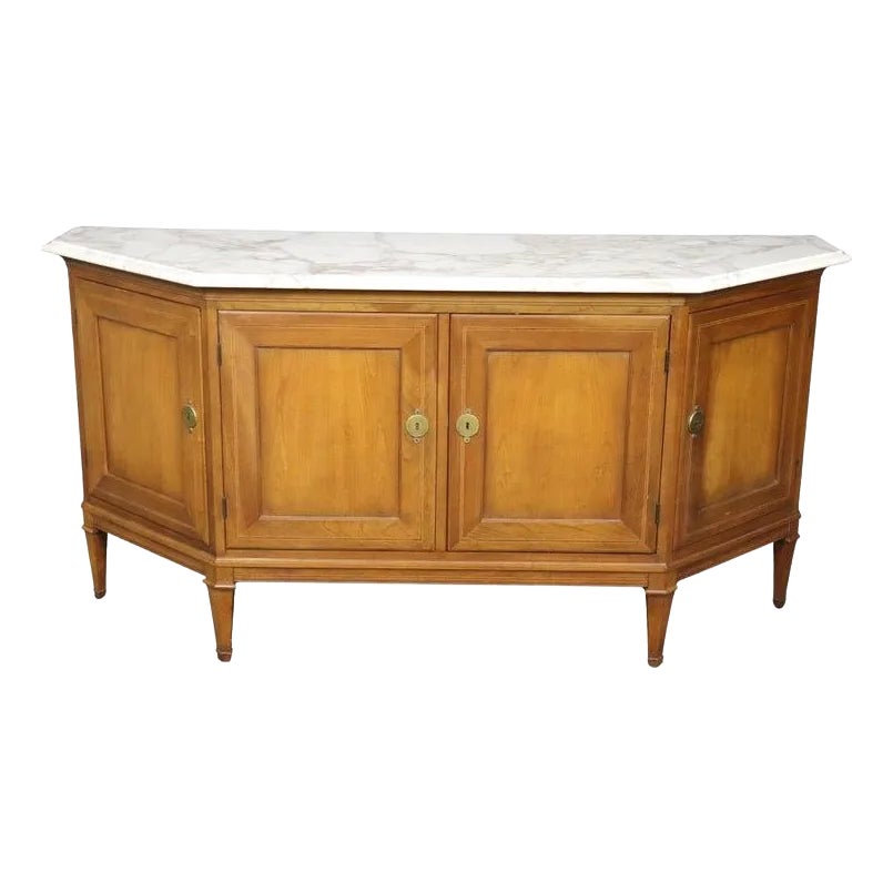 Baker French Directoire Style Walnut and Marble Top Canted Corners ...