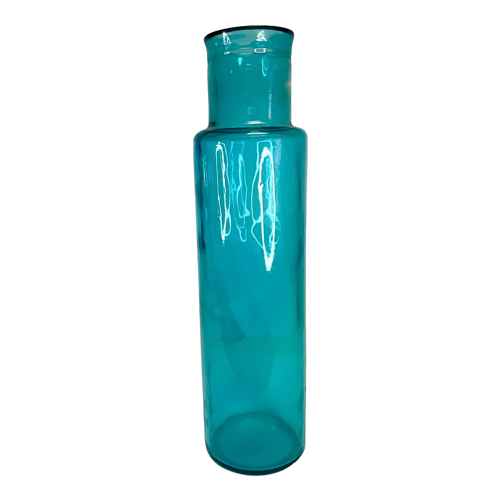 Mid-Century Hollywood Regency Italian Glass Large Scale Turquoise Vase ...