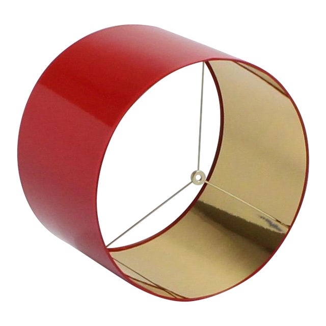 Large High Gloss Red Drum Lamp Shade With Gold Lining Chairish