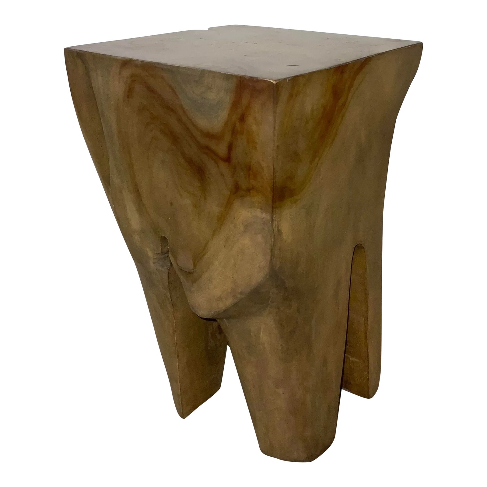 Organic Modern Wood Artifact Stool/Side Table | Chairish