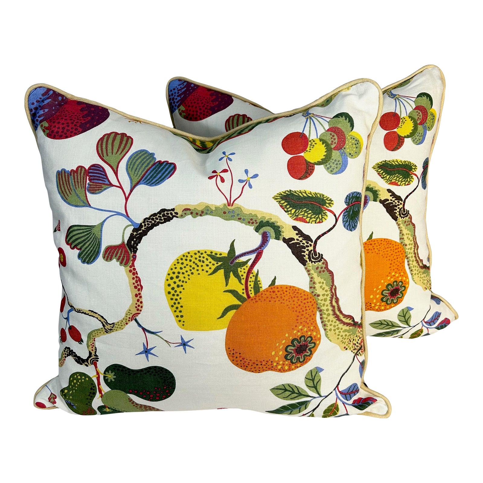 Josef Frank "Vegetable Tree” Pillows - a Pair | Chairish