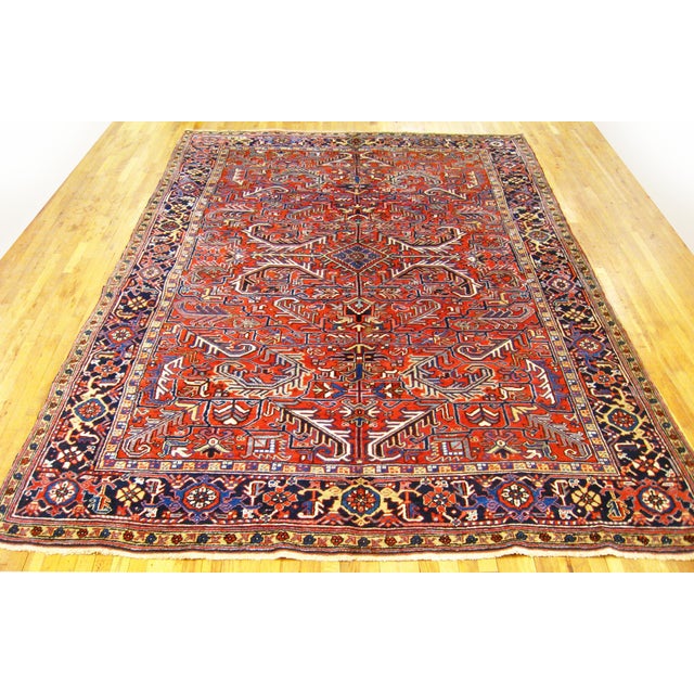 Vintage Persian Decorative Oriental Heriz Rug in Room Size | Chairish