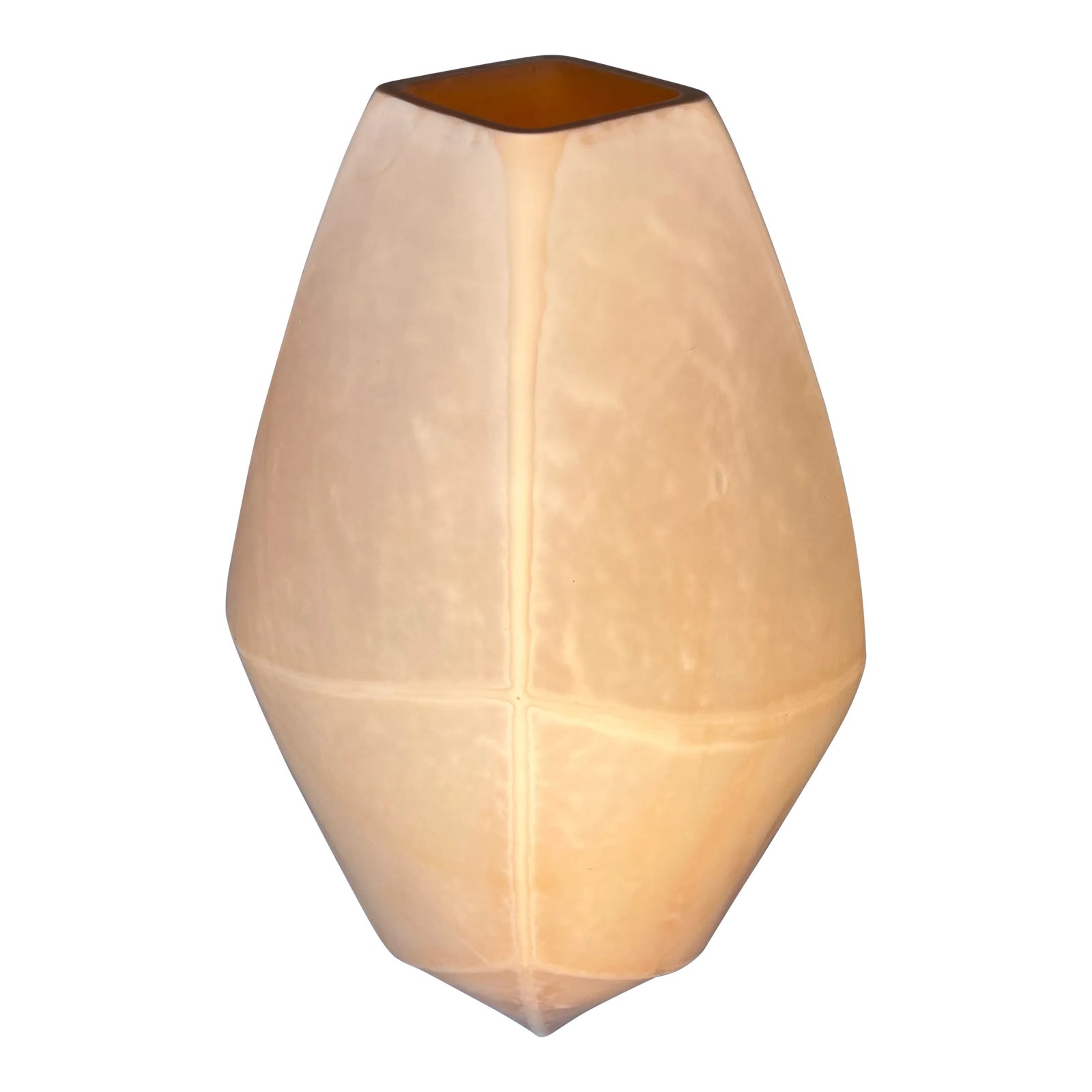 Mid Century Geometric Frosted Pink Floor Vase | Chairish
