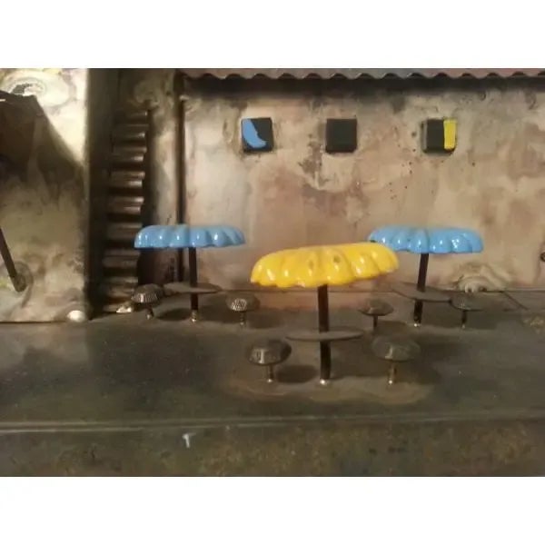 Curtis Jere Mixed Metals Sculpture Village and Cafe Scape 1960s | Chairish