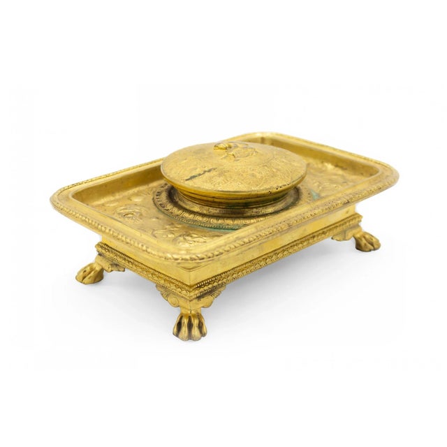 French Empire Bronze Dore Inkwell | Chairish