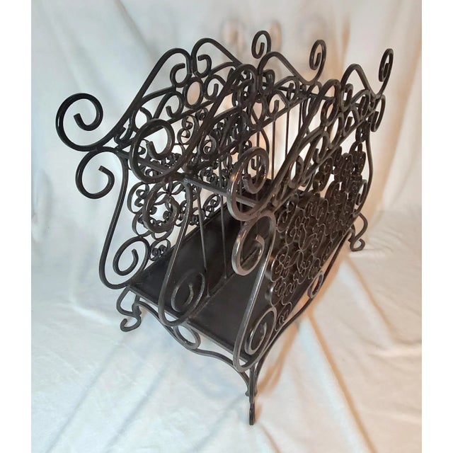 Vintage Twisted Wrought Iron Magazine Rack | Chairish