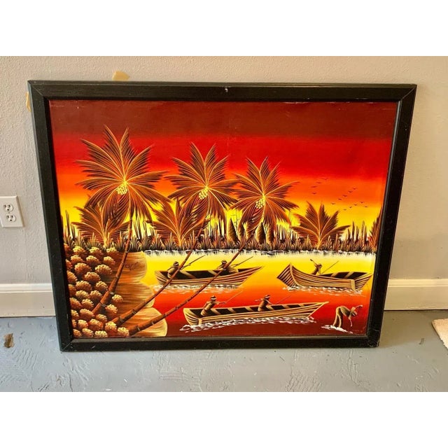 Vintage Tropical Landscape Painting | Chairish