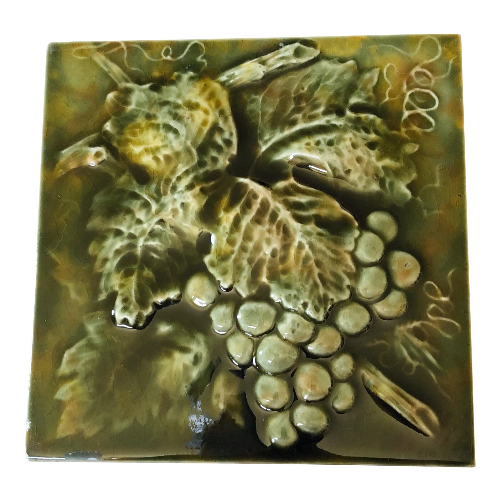 1980s Green Grapes Tile | Chairish