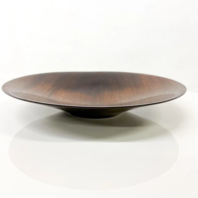 Mid-Century Modern Solid Walnut Decorative Art Plate | Chairish