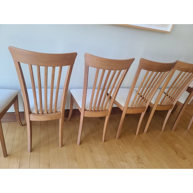 Italian Sa Antonio Sibau Slat Back Dining Chairs With Ivory Suede Seats ...