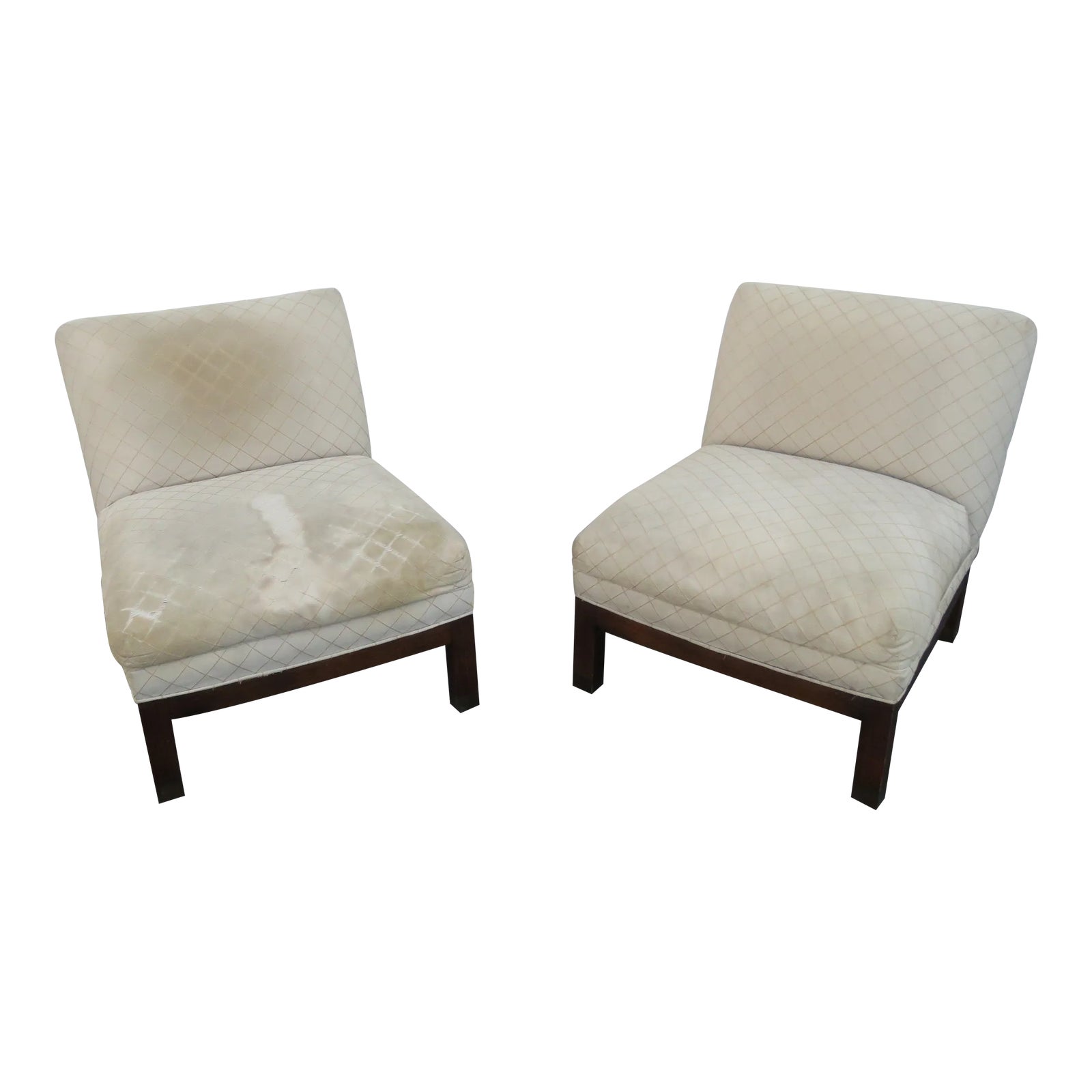 Hollywood Regency Large Side Lounge Den Fireplace Accent Chairs a Pair ...