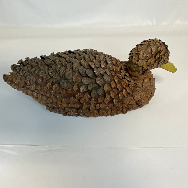1950s Arts & Crafts Boho Chic Pine Cone Over Paper Mache’ Duck Figurine ...
