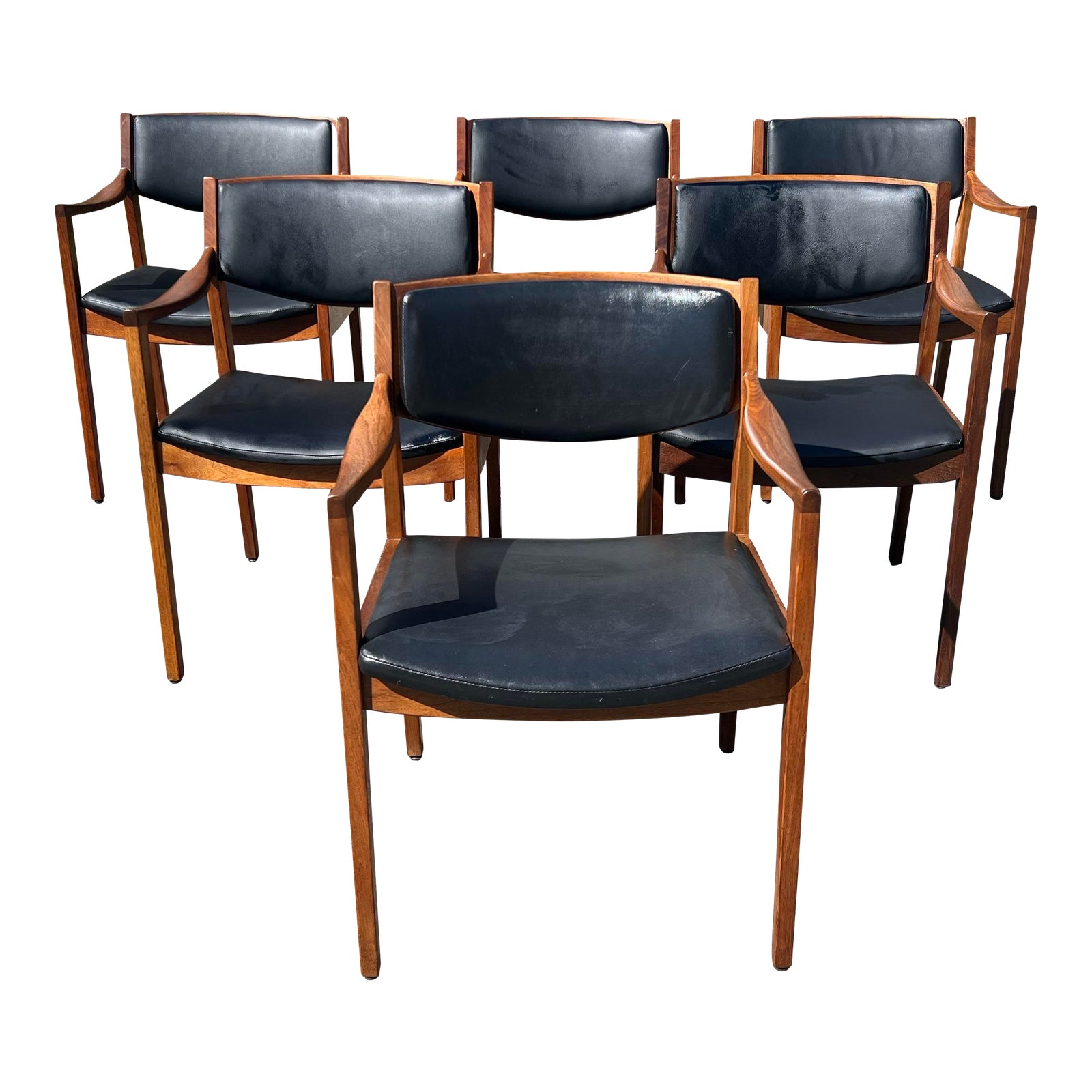 1970s Mid-Century Modern Gunlocke Arm Chairs - a Set of 6 | Chairish