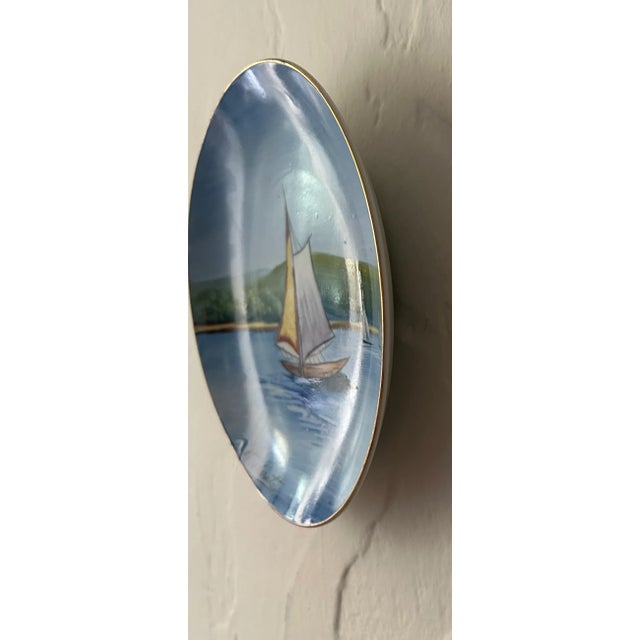 Vintage Painted Sailboat Decorative Plate With Gold Trim by T. Haruta ...