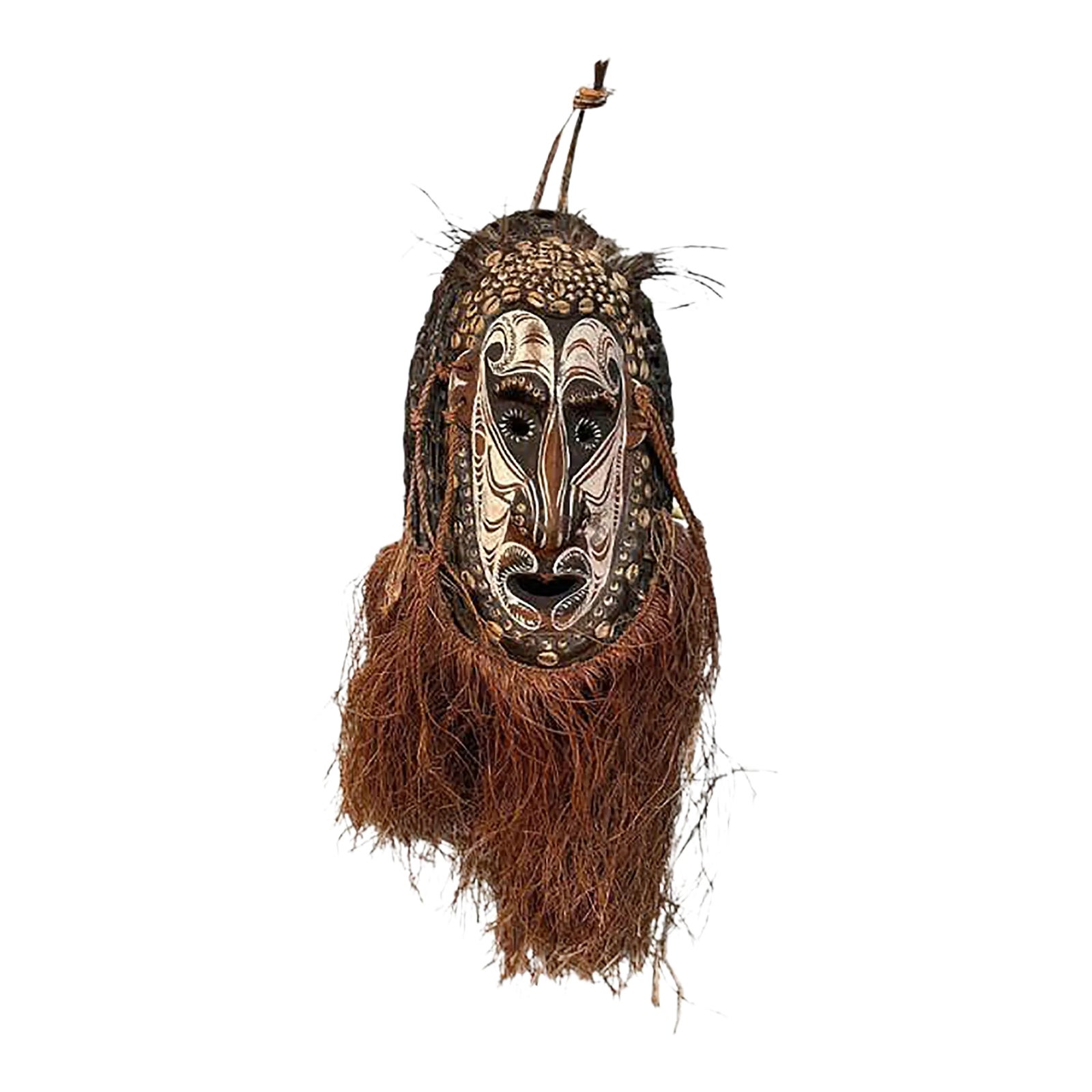 Oceanian Bamboo Mask With Long Hair From New Guinea | Chairish