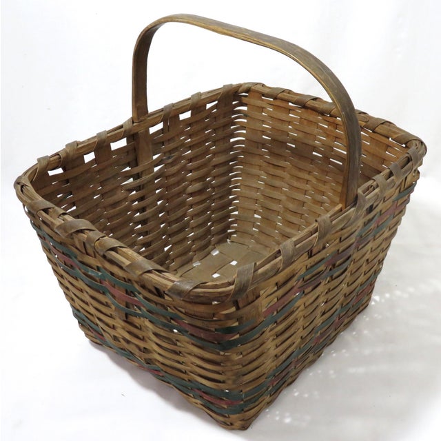 Antique Rustic American Primitive Hand Woven Basket | Chairish