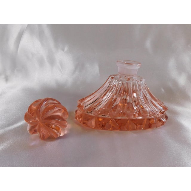 1980s Peach Glass Perfume Bottle With Matching Stopper | Chairish
