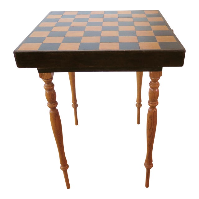 1940s Handcrafted Ash and Mahogany Wood Italian Chess Table With ...