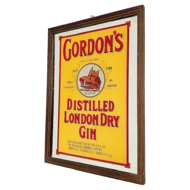 Vintage Gordon's London Dry Gin Mirror, 1970s | Chairish