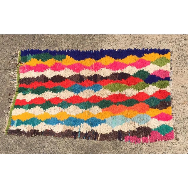 Vintage Moroccan Boucherouite Rug - 4′7″ × 8′4″ | Chairish