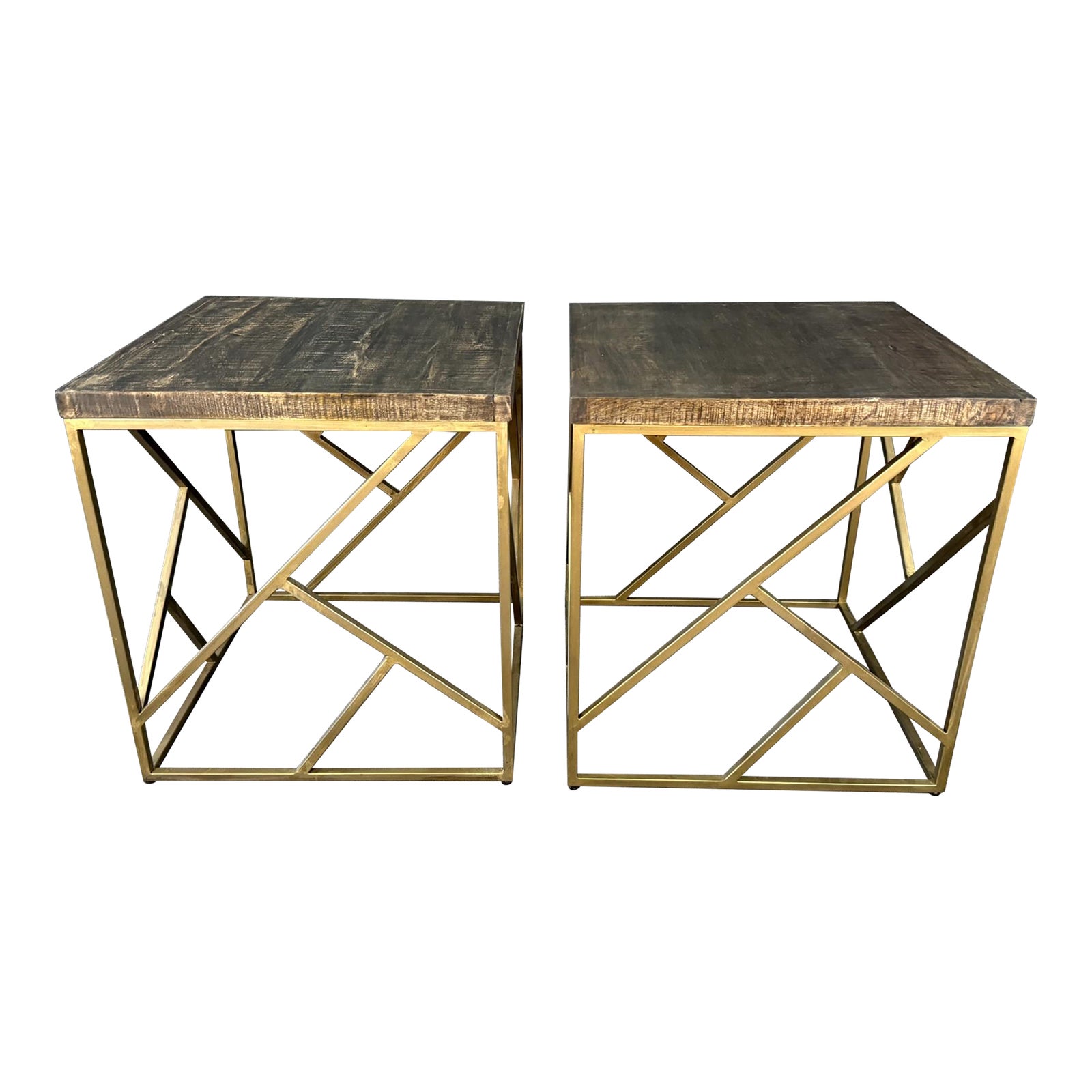 Pair of Crestview Bengal Manor Burnished Ebony Crazy Cut Iron End ...