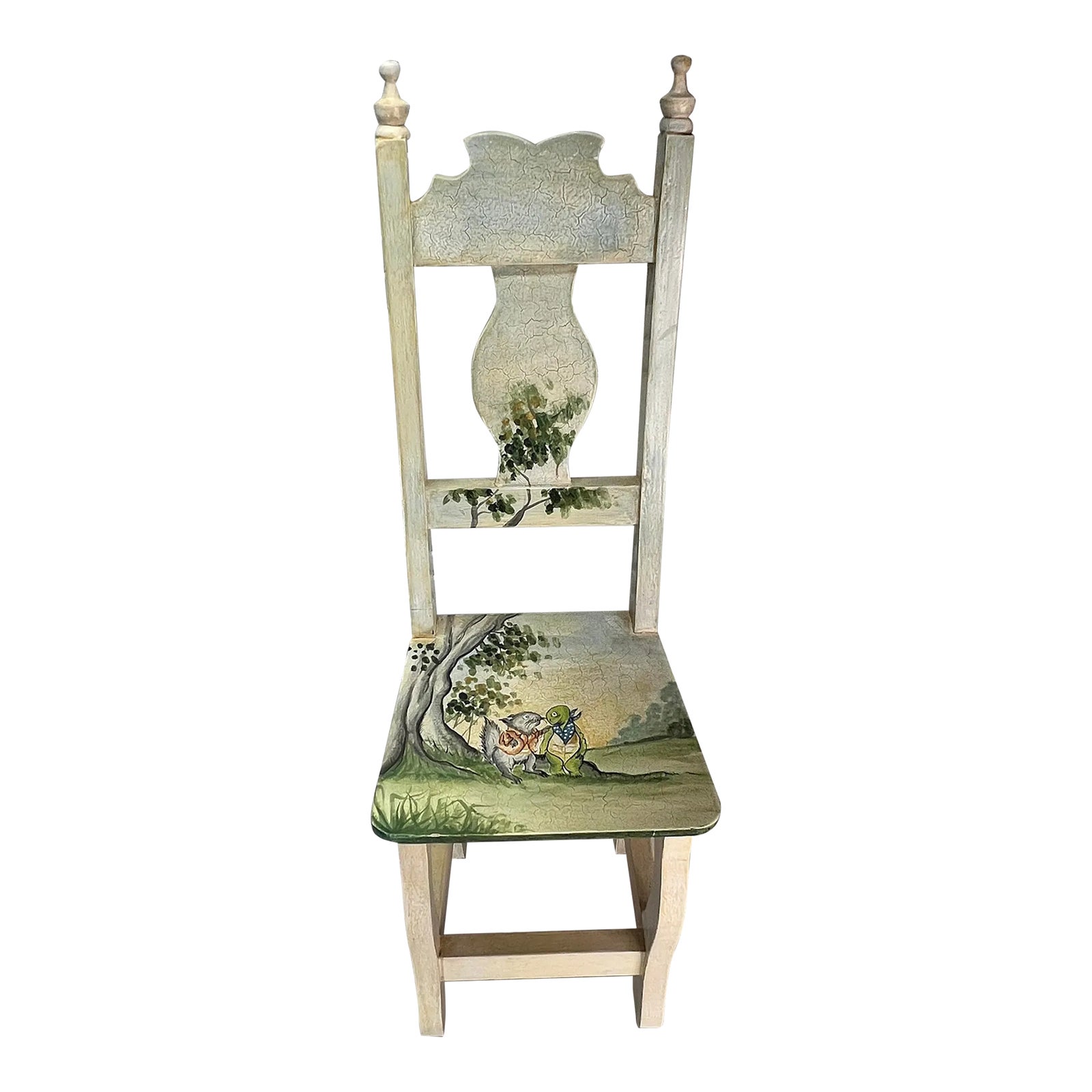Robert M Weiss Hand Painted Original Art Small Chair | Chairish