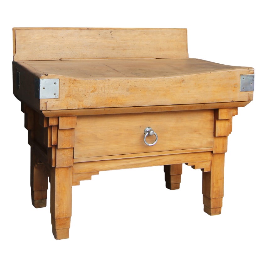Vintage Art Deco Butcher Block Table, 1920s | Chairish