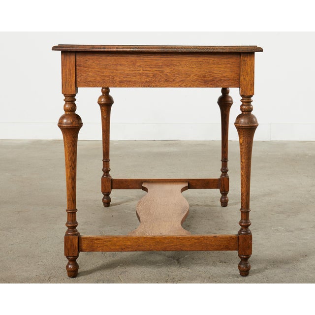 English Edwardian Quarter Sawn Oak Library Table Desk | Chairish