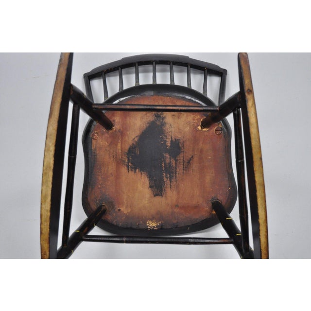 Antique Hitchcock Style Child's Black Bow Back Windsor Rocking Chair ...