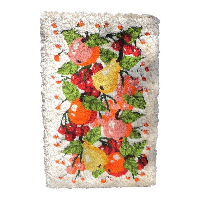 Vintage Mid Century Modern Retro 70's Floral Fruit Crochet Wall ...