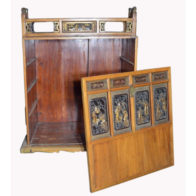 19th Century Chinese Dowry Chest With Fretwork and Carved Gilt ...