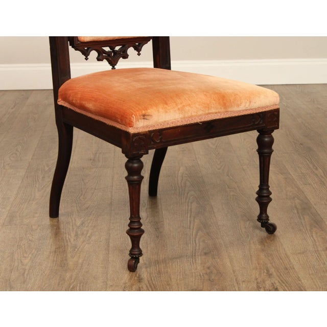 Gothic Revival Antique Carved Rosewood High Back Hall Chair | Chairish