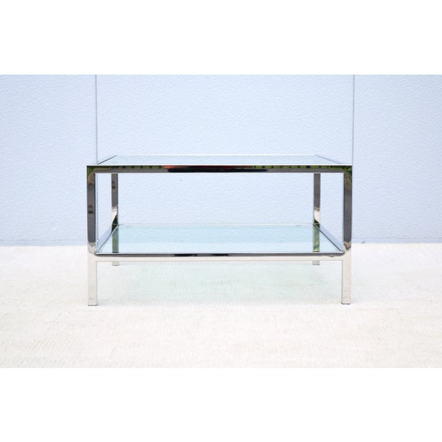 Mid-Century Modernism Milo Baughman Style Glass Square Coffee Table ...