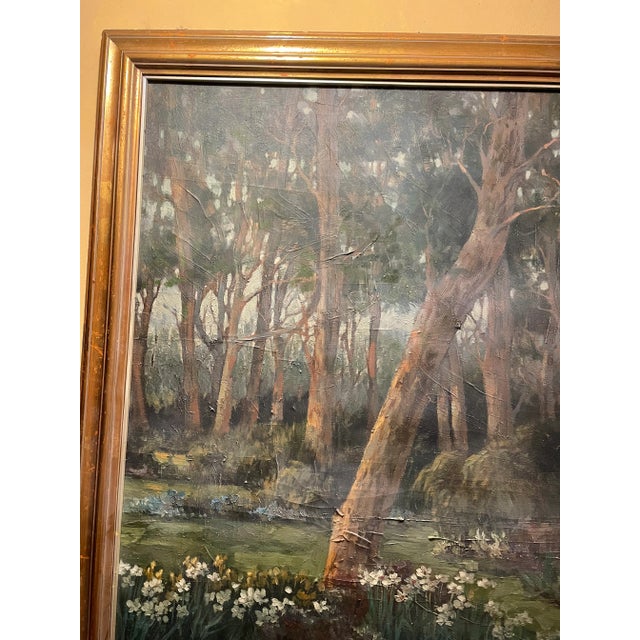 Igor Zabal Oil on Canvas Painting of Landscape With Trees and Flowers ...