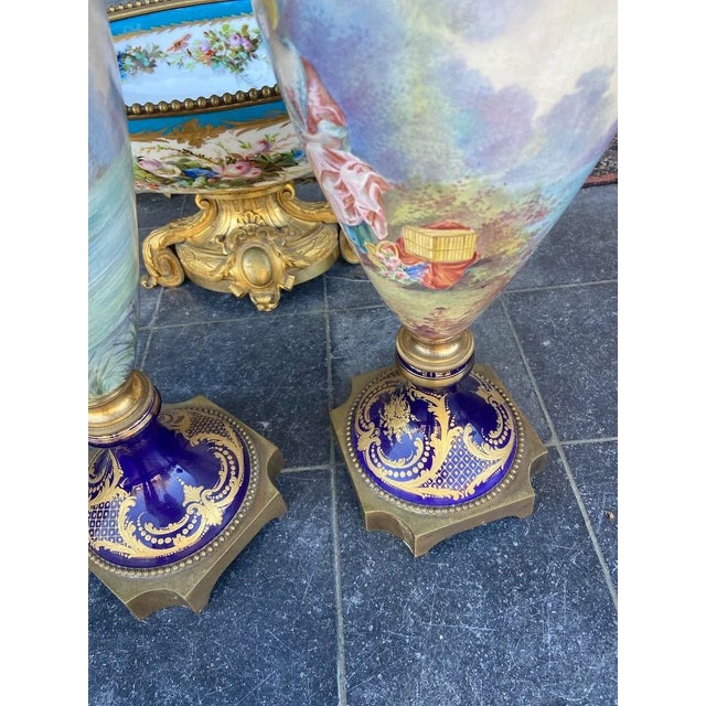 19th Century French Louis XVI Big Sevres Vases - a Pair | Chairish