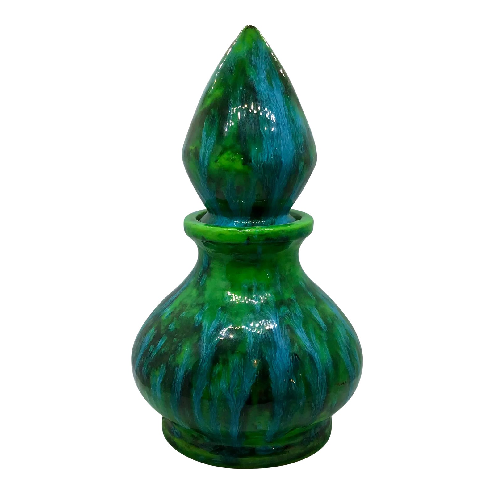 Mid Century Ceramic Genie Vase Drip Pottery | Chairish