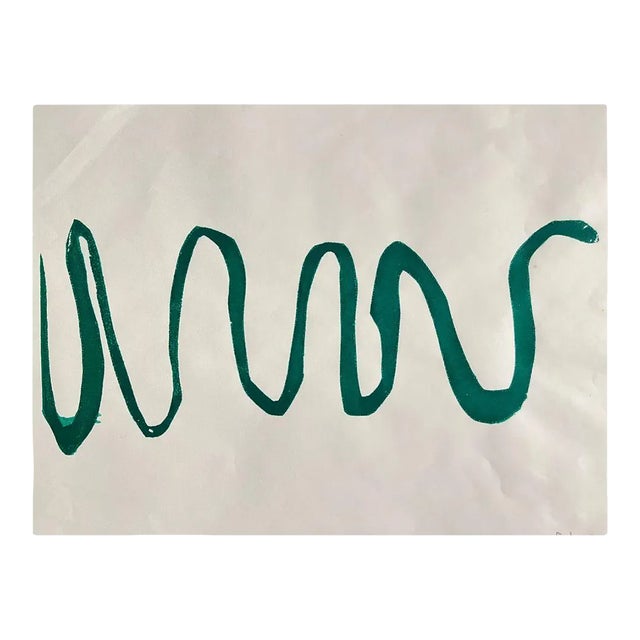 1998 Abstract Green Snake Painting | Chairish