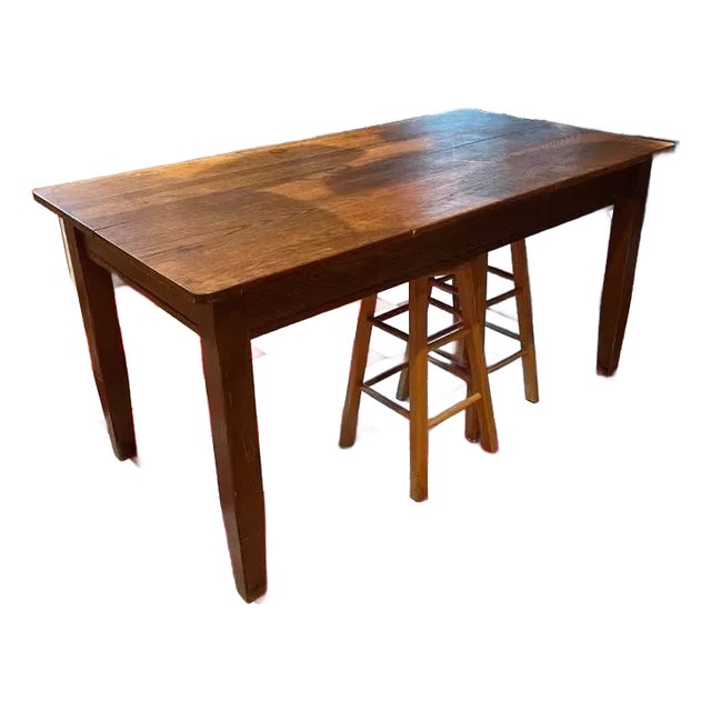 Vintage Stow & Davis Farmhouse Dining Table With Drawer | Chairish