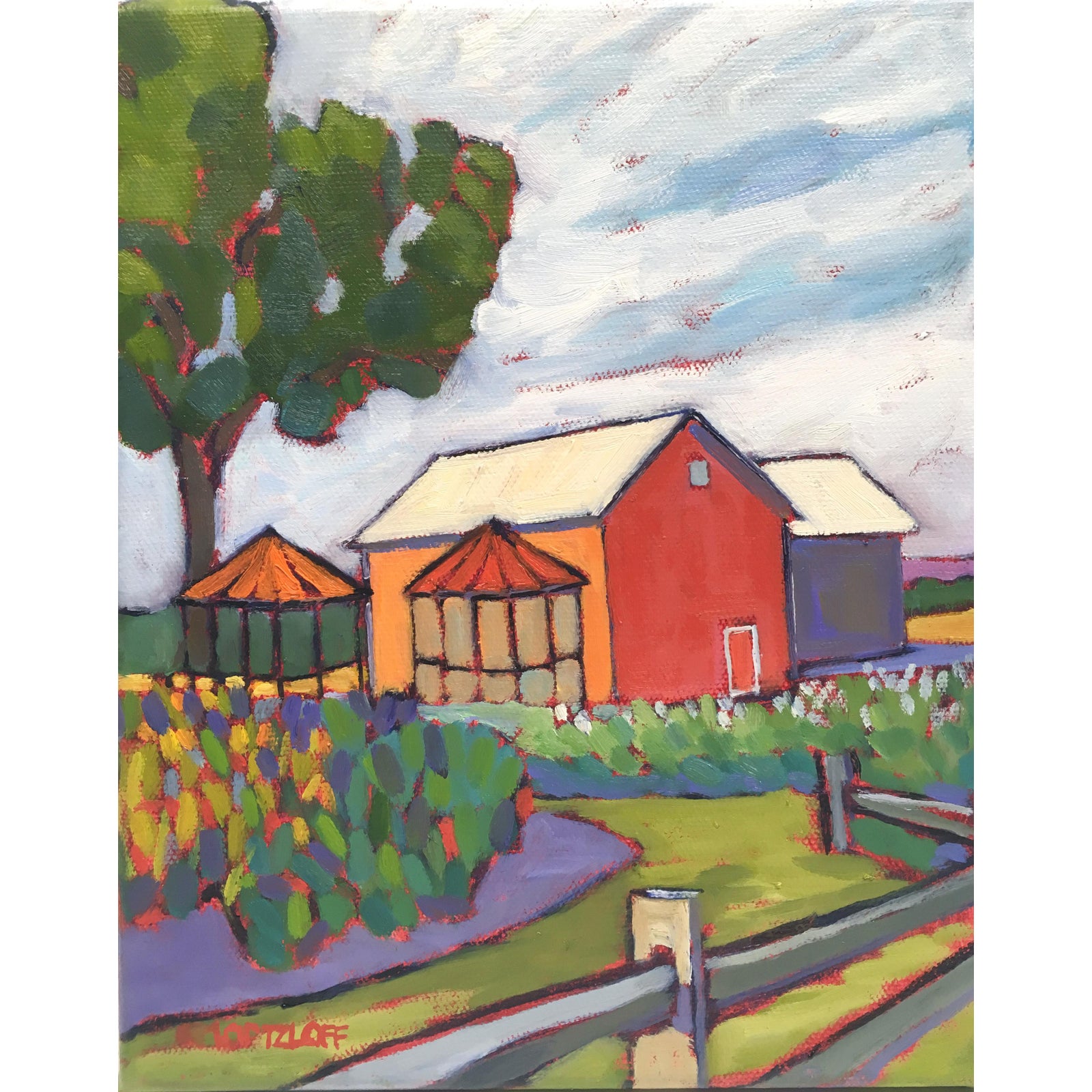 "The Red Barn" Contemporary Expressionist Farm Landscape Oil Painting ...
