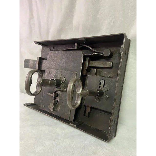 19th Century Bank Lock with Double Cast Iron key | Chairish